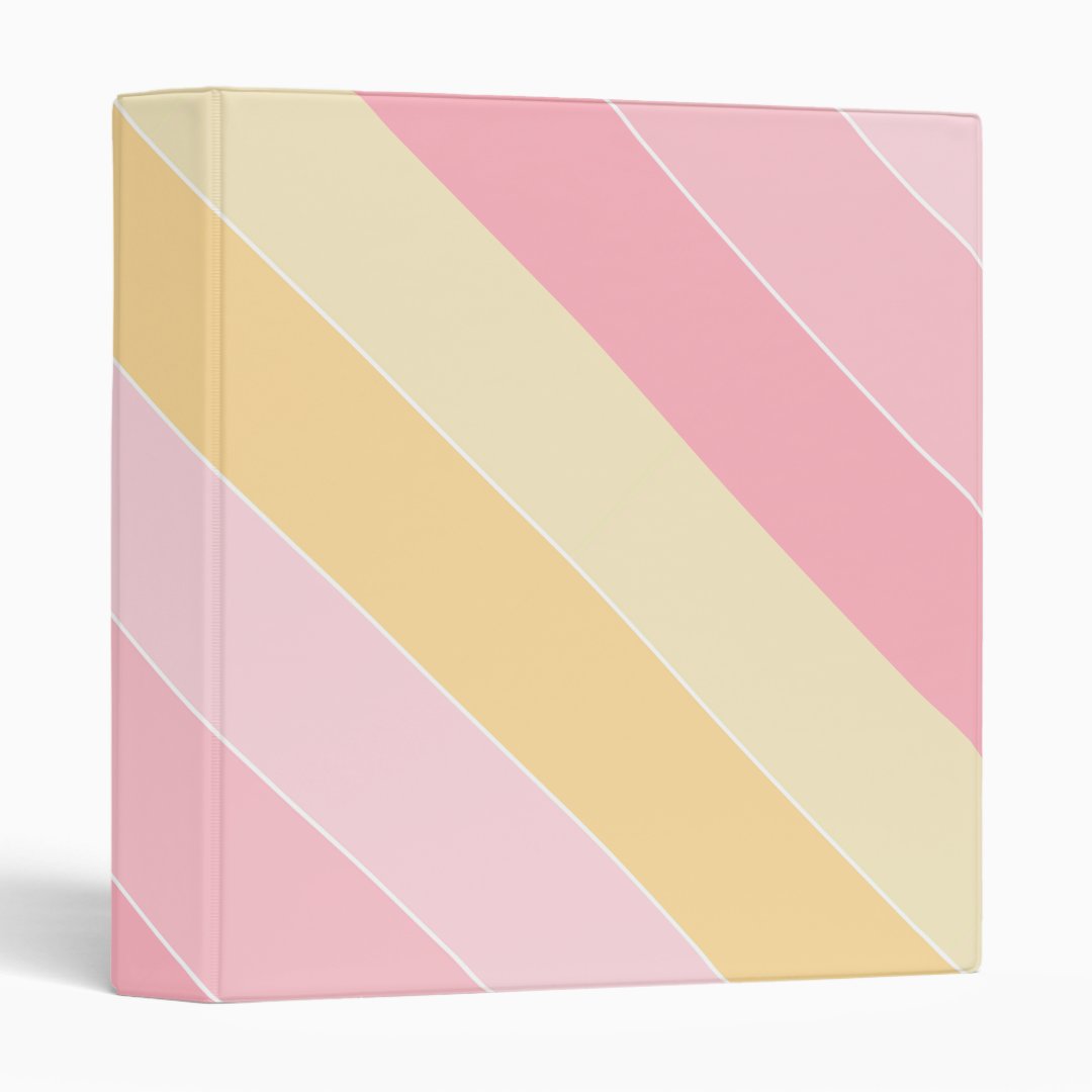 Trendy Pastel Pink Vanilla Yellow White Colors 3 Ring Binder | Zazzle