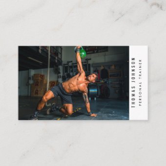 Trendy Personal Trainer Fitness Photo QR Code Business Card | Zazzle