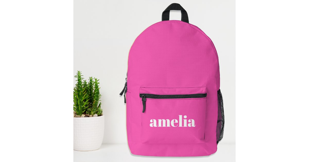 Trendy Personalized Hot Pink Printed Backpack | Zazzle