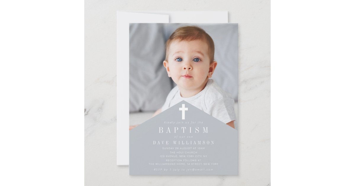 trendy personalized photo baptism invitation | Zazzle