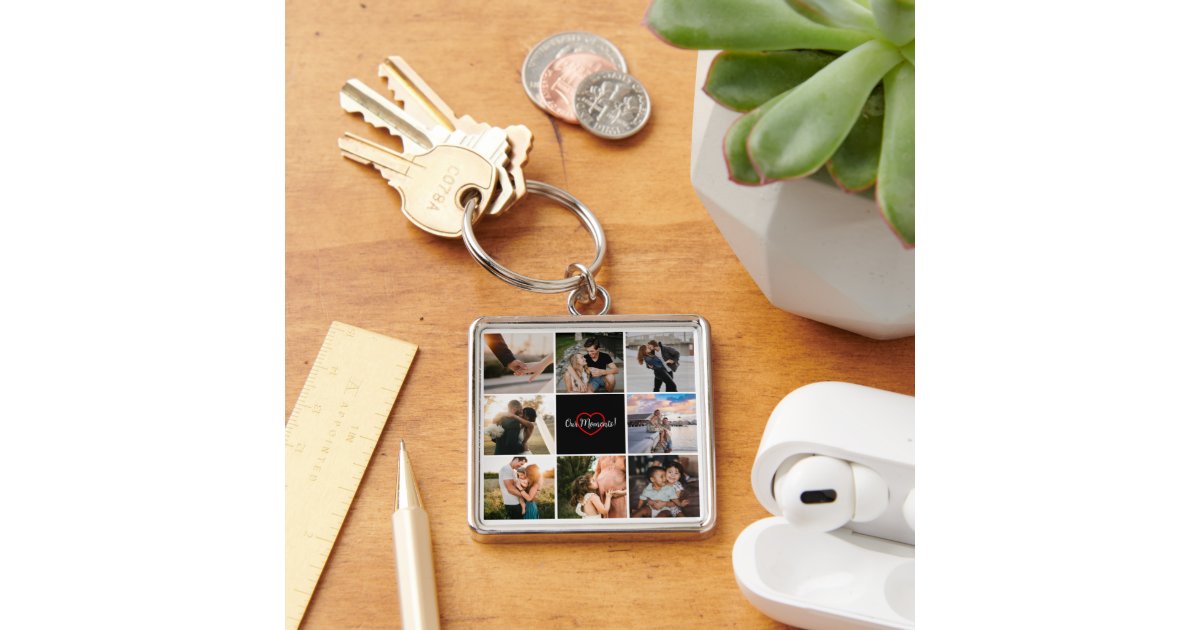 Trendy Photo Collage Keychain | Zazzle