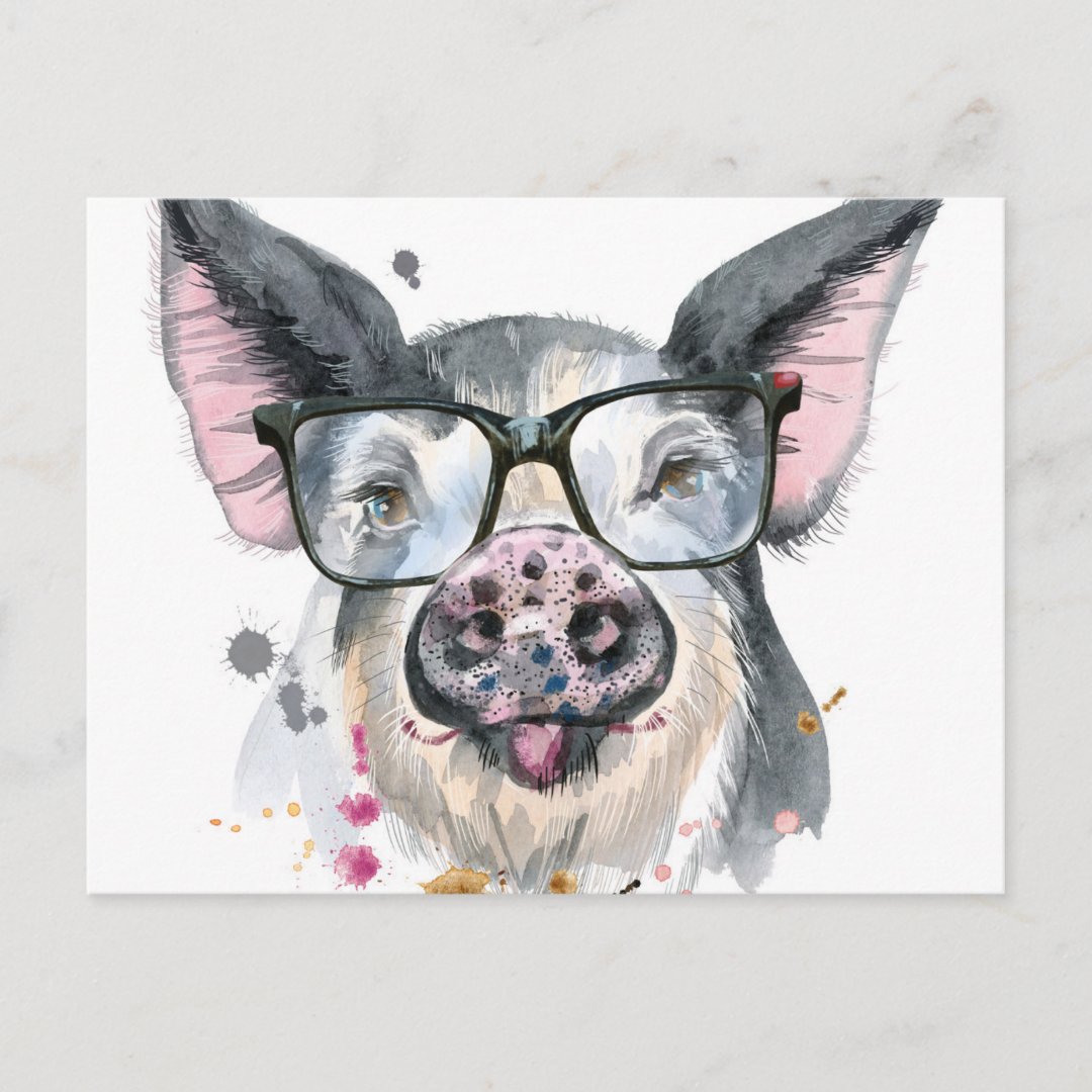 Trendy Pig Postcard | Zazzle