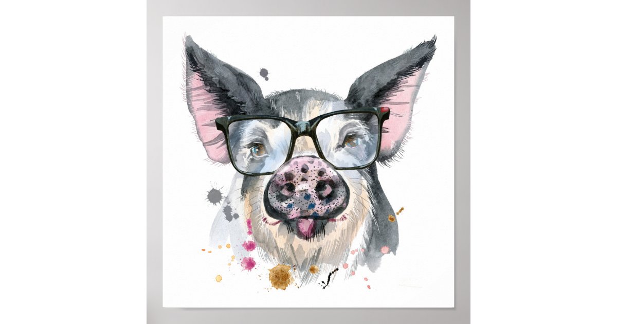 Trendy Pig Poster | Zazzle
