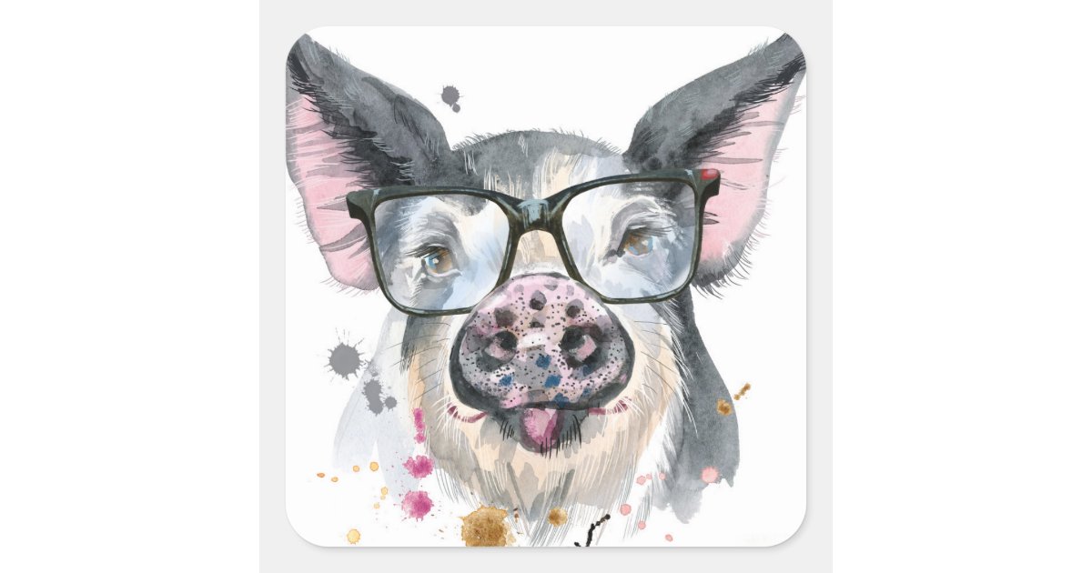 Trendy Pig Square Sticker | Zazzle