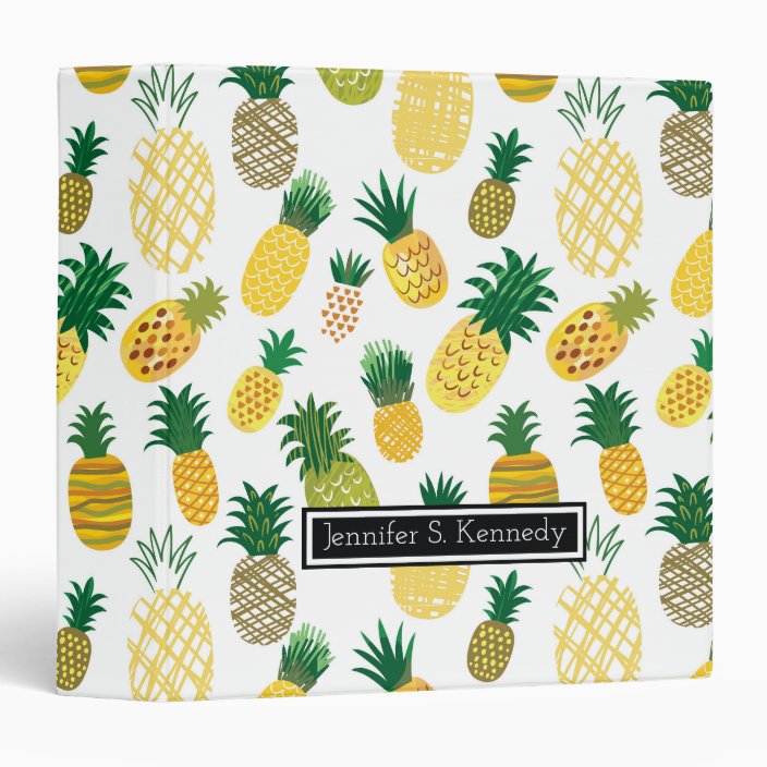 Trendy Pineapple Pattern | Add Your Name 3 Ring Binder | Zazzle.com