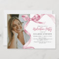 Trendy Pink Bow Photo Graduation Invitation | Zazzle