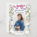 Trendy Pink Bow Ribbon 2 PHOTO Graduation Party Invitation | Zazzle
