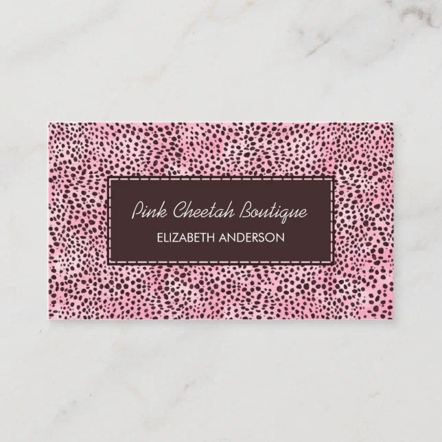 Trendy Pink Cheetah Print Girly Beauty Boutique Business Card | Zazzle