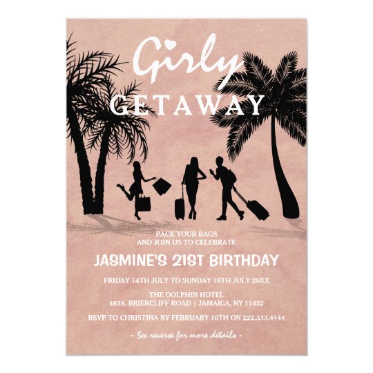 Trendy Pink Girly Getaway Birthday Weekend Invitation | Zazzle.com