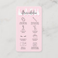 Trendy Pink Lash Aftercare Instructions Retro Font Business Card | Zazzle