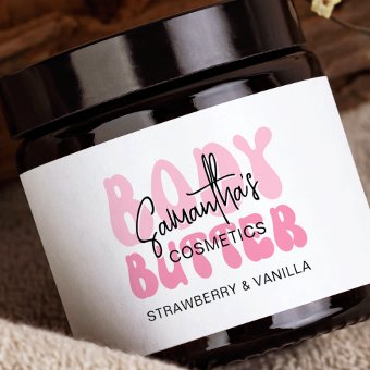 Trendy Pink Retro Body Butter Jar Wrapper Label | Zazzle