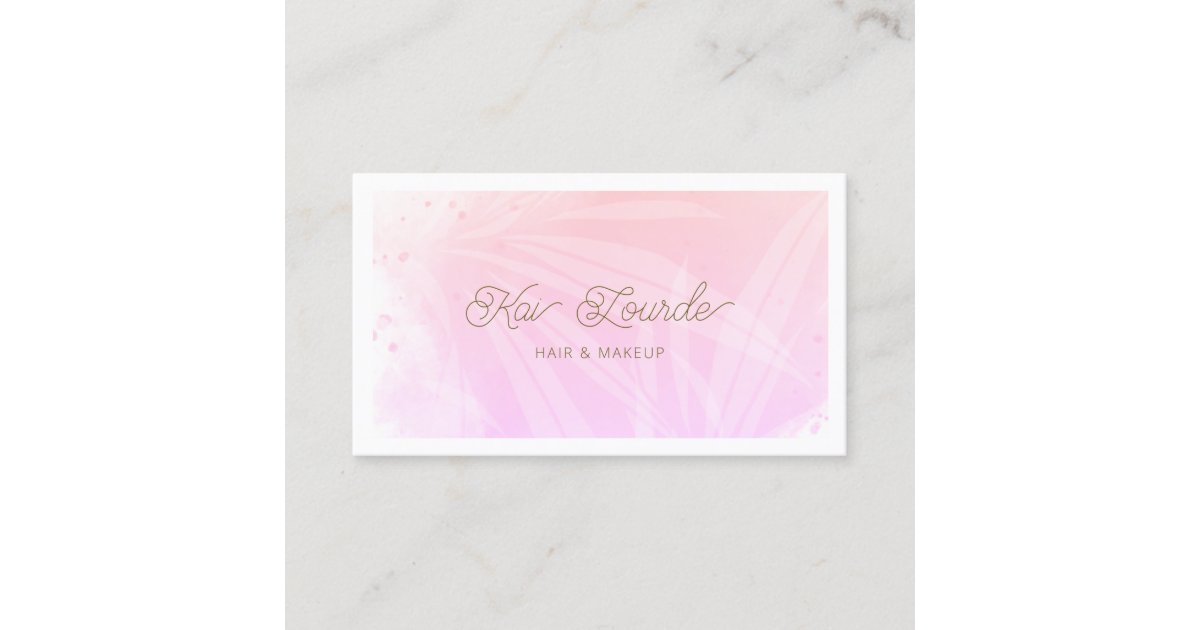 Trendy Pink Watercolor Plants Leaves Business Card | Zazzle