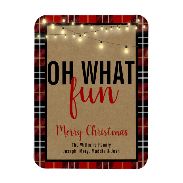 Trendy Plaid | Red and Black Plaid Fun Typography Magnet | Zazzle