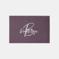 Trendy Plum Purple Script Monogram Outdoor Rug | Zazzle