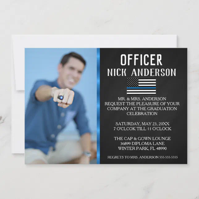 Trendy Police School Graduation Announcement | Zazzle