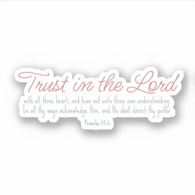 Trendy Proverbs 3:5-6 Christian Bible Verse Sticker | Zazzle