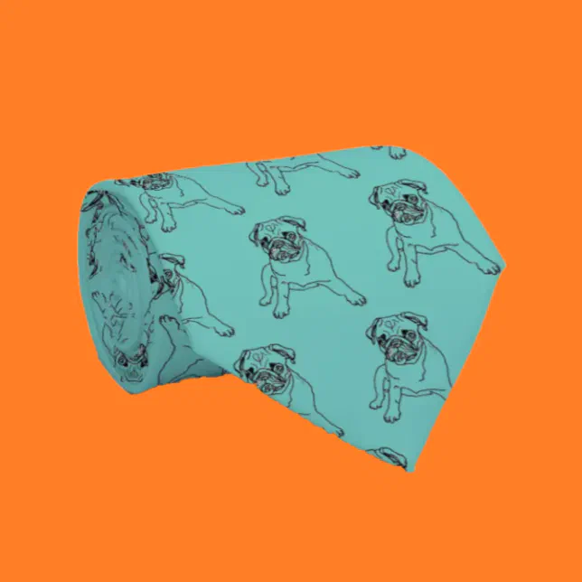 Trendy Pug Dog Teal Blue Classic Modern Neck Tie | Zazzle