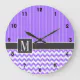 Trendy Purple Chevron Large Clock | Zazzle