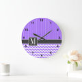 Trendy Purple Chevron Large Clock | Zazzle