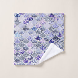 Trendy Purple Ombre Glitter Mermaid Fish Scales Bath Towel Set | Zazzle