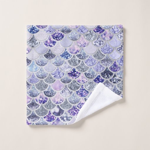 Trendy Purple Ombre Glitter Mermaid Fish Scales Bath Towel Set | Zazzle