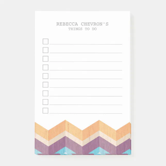 Trendy Purple Orange & Blue Chevron To Do List Post-it Notes | Zazzle