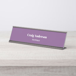Trendy Purple Professional Plain Modern Elegant Desk Name Plate | Zazzle