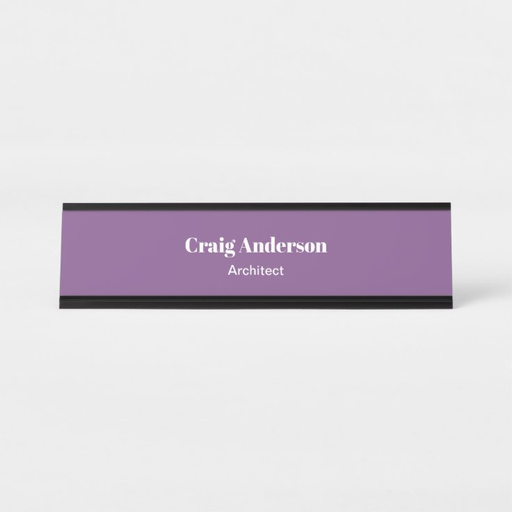 Trendy Purple Professional Plain Modern Elegant Desk Name Plate | Zazzle