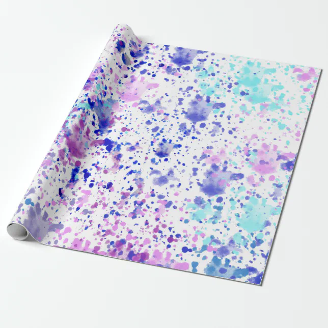 Trendy Purple & Teal Watercolor Splatters Wrapping Paper | Zazzle