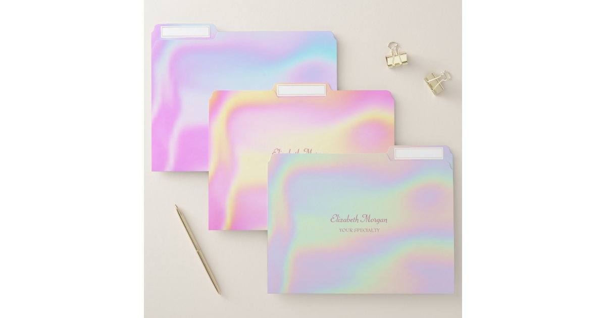 Trendy Rainbow Holographic File Folder | Zazzle