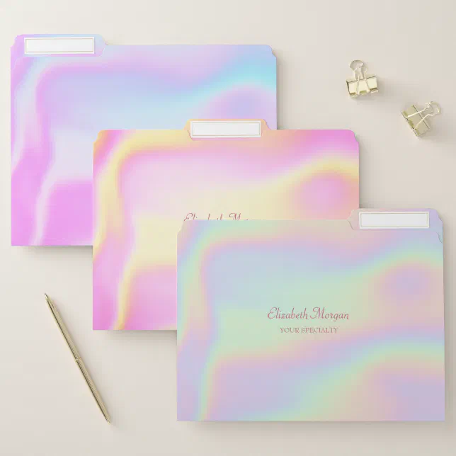 Trendy Rainbow Holographic File Folder | Zazzle