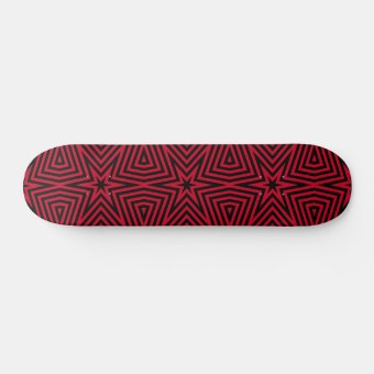 Trendy Red and Black Star Pattern Skateboard | Zazzle