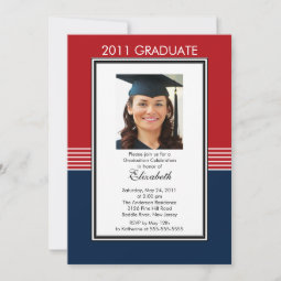 Trendy Red & Blue Photo Graduation Invitation | Zazzle
