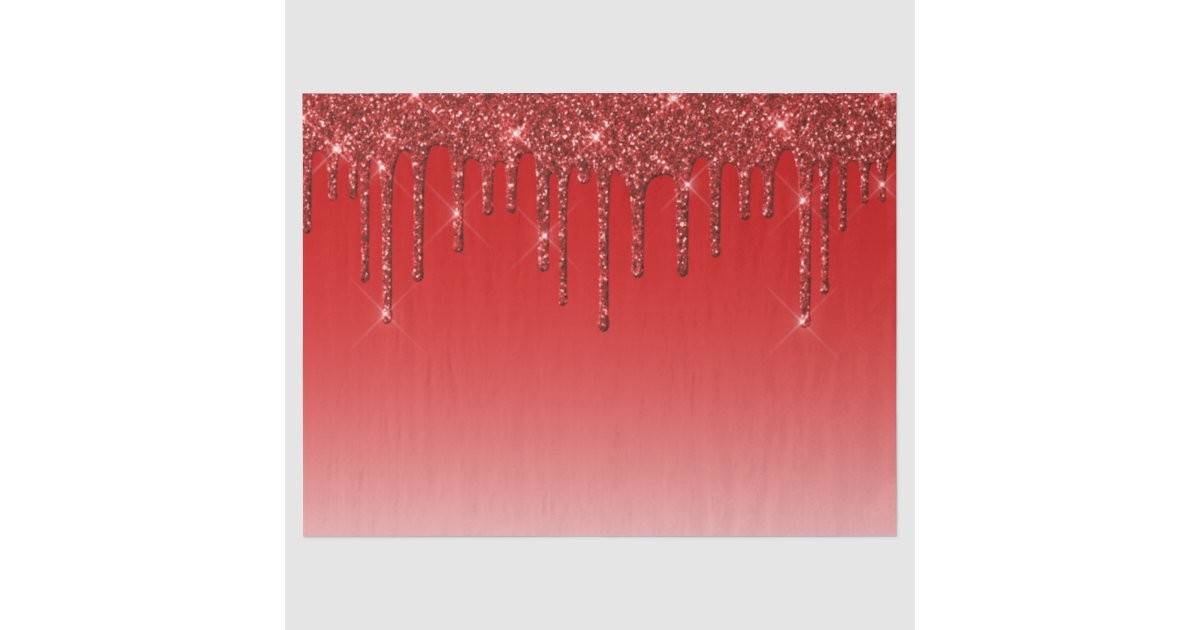 Trendy Red Glitter Drips Tissue Paper | Zazzle