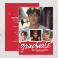 Trendy Red Graduation Announcement Party 4 Photo | Zazzle