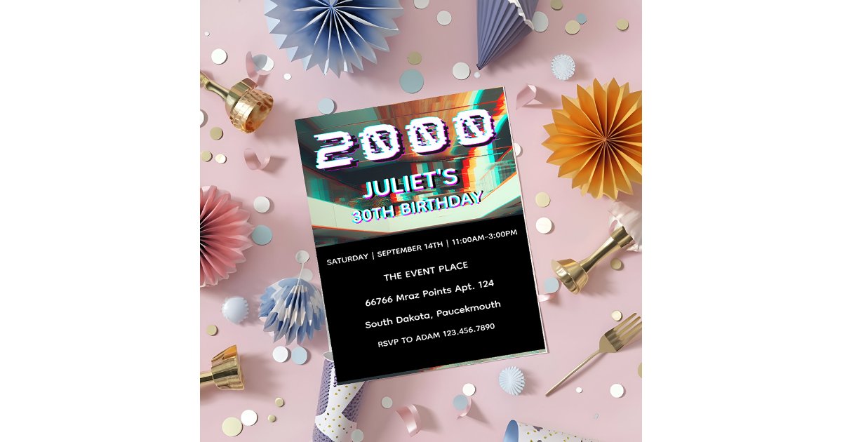 trendy retro 30th birthday 2000s party birthday invitation | Zazzle