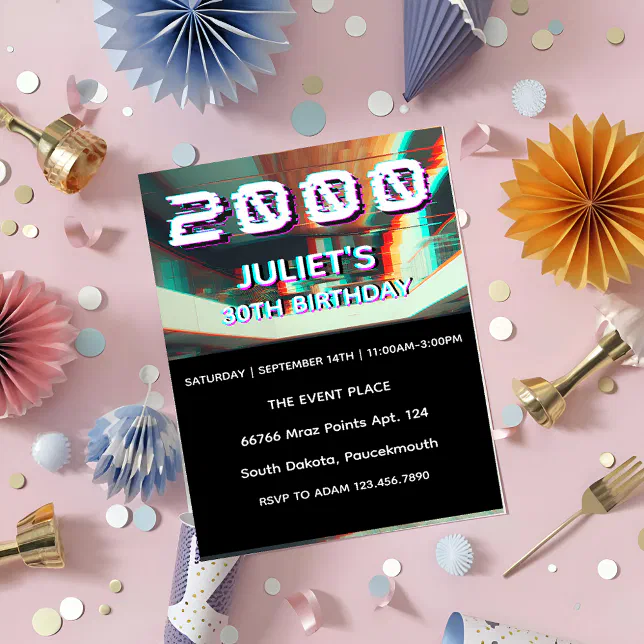 trendy retro 30th birthday 2000s party birthday invitation | Zazzle