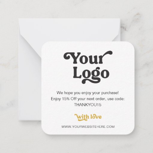 Trendy Retro Font Logo Business Thank You Discount Note Card | Zazzle