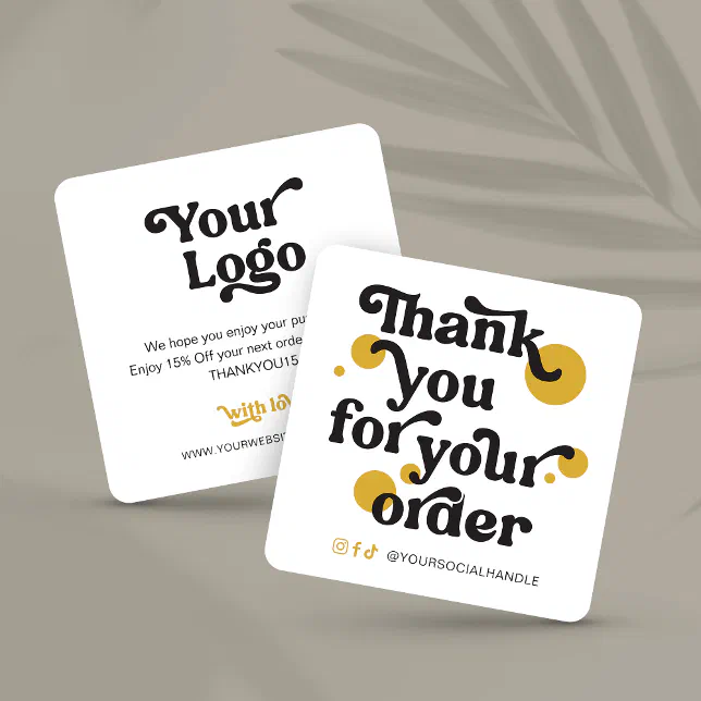 Trendy Retro Font Logo Business Thank You Discount Note Card | Zazzle