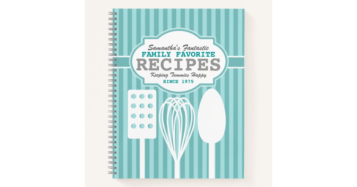 Trendy Retro Recipes Personalized Notebook | Zazzle.com