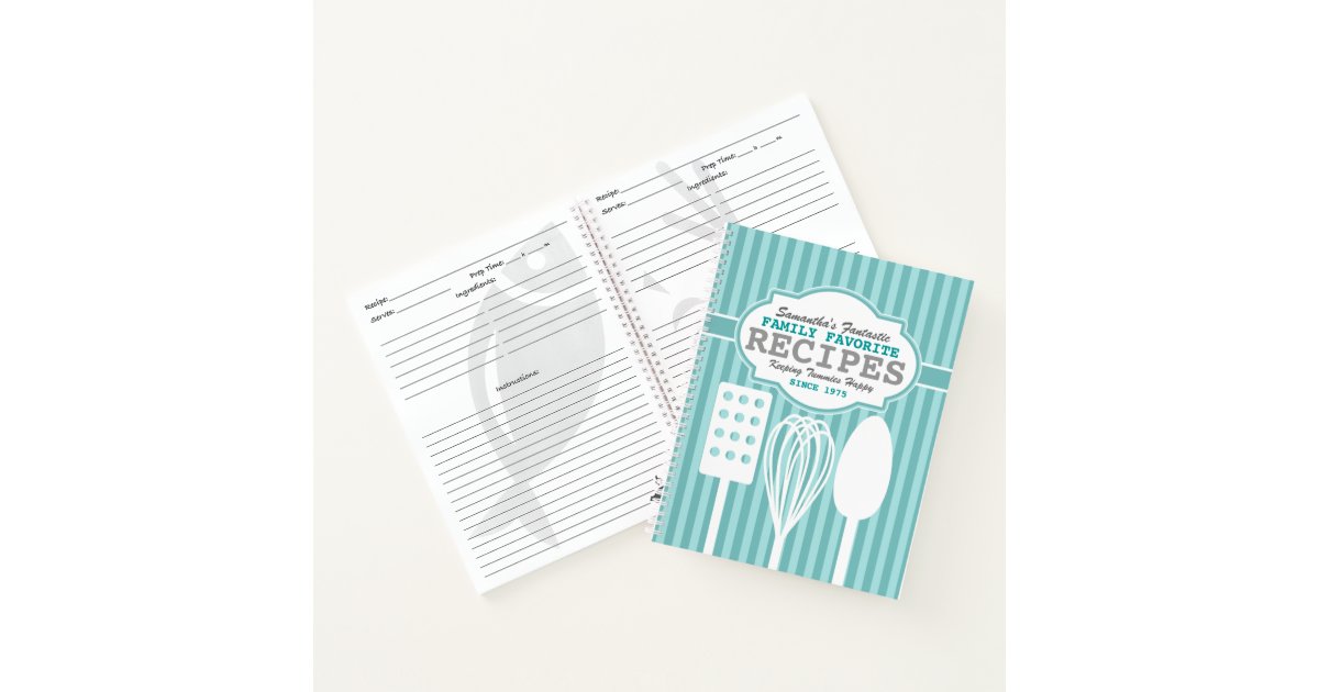 Trendy Retro Recipes Personalized Notebook | Zazzle.com