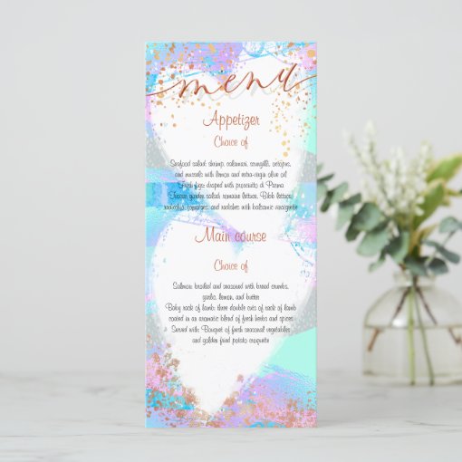 Trendy Rich and Colorful Menu Card | Zazzle