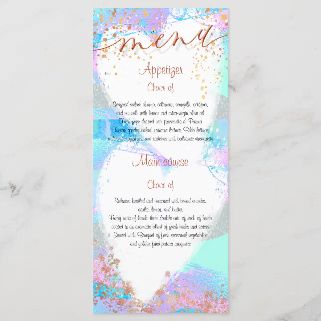 Trendy Rich and Colorful Menu Card | Zazzle