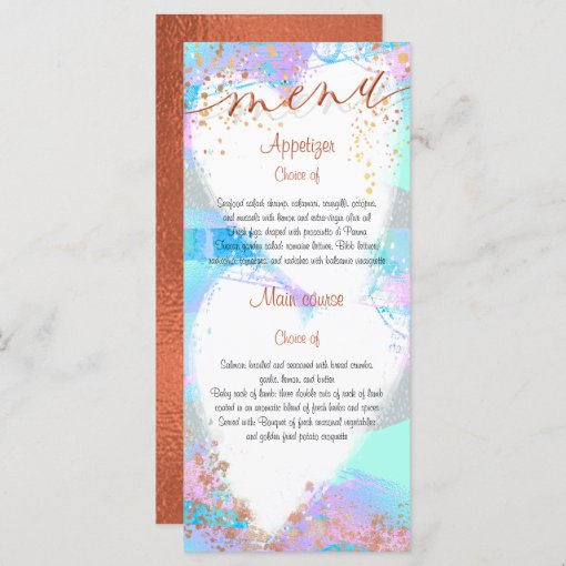 Trendy Rich and Colorful Menu Card | Zazzle