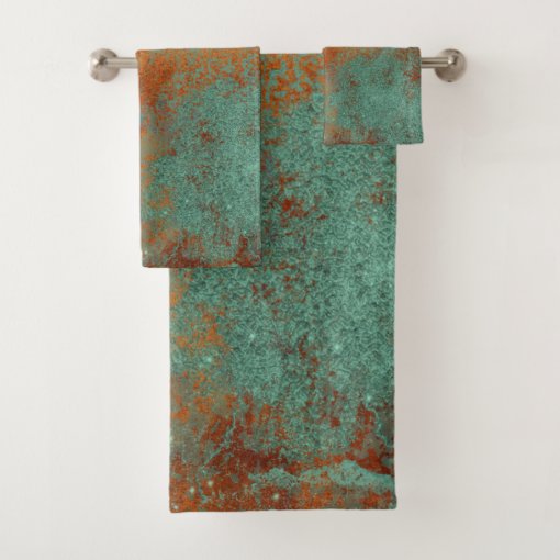 Trendy Rich Copper Patina Metallic Bath Towel Set | Zazzle