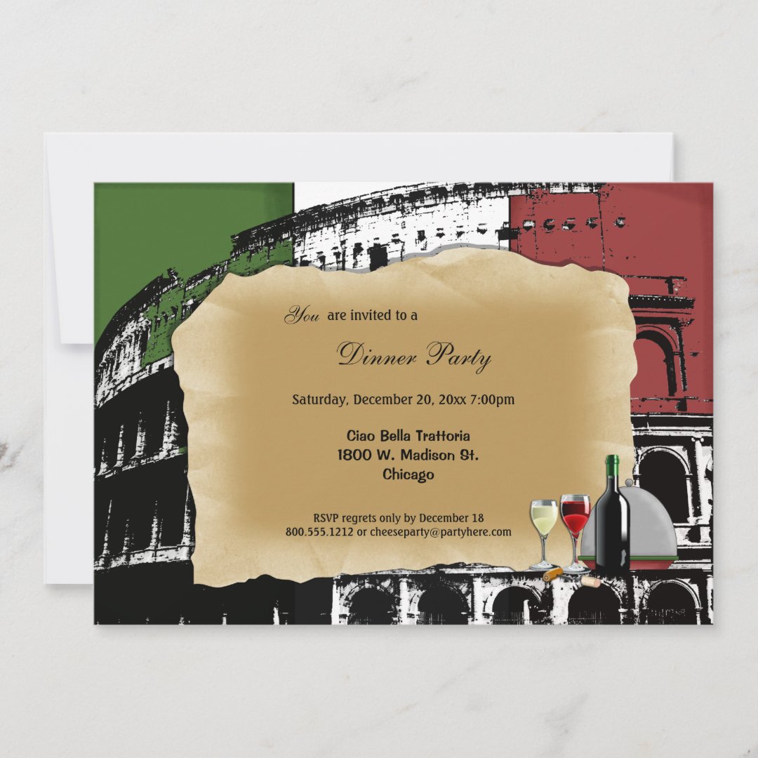 Trendy Roman Coliseum Dinner Party Invite | Zazzle