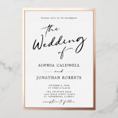 Trendy Rose Gold Calligraphy Script Wedding Foil Invitation | Zazzle