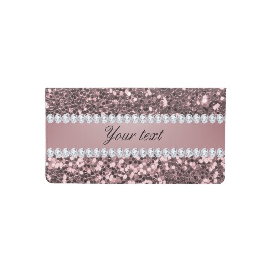Trendy Rose Gold Faux Glitter and Diamonds Checkbook Cover | Zazzle.com