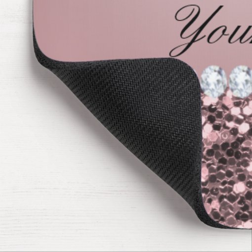 Trendy Rose Gold Faux Glitter and Diamonds Mouse Pad | Zazzle