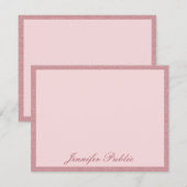 Trendy Rose Gold Glitter Calligraphed Professional Note Card | Zazzle